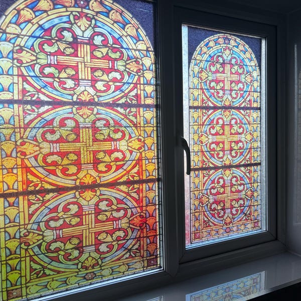 Customized Window Stained Glass Round Window Films Privacy Static Cling ...