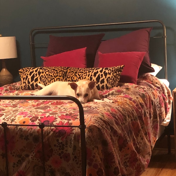 Leopard Velvet Lumbar Pillow – Designer Braemore Jamil Fabric, Black ...