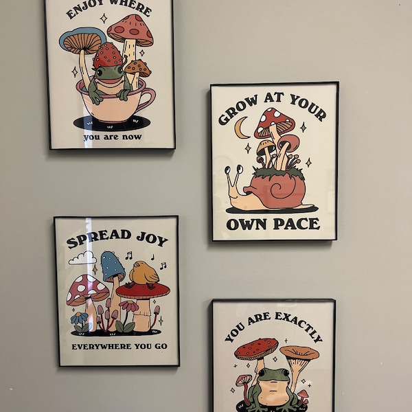 Retro Quote Wall Print, Colorful Wall Art Illustration, Groovy Wall ...