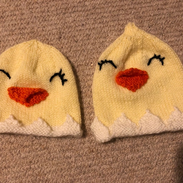 Baby Chick Hat KNITTING PATTERN / Baby Chicken Hat / Easter Chick ...