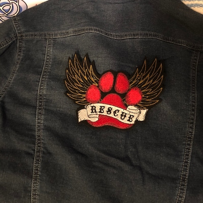 Pink Red or Blue Embroidered Pet Rescue Applique Patch - Etsy