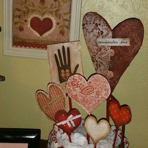 Primitive Hearts, Valentine, Card Making, Download, Print - Etsy