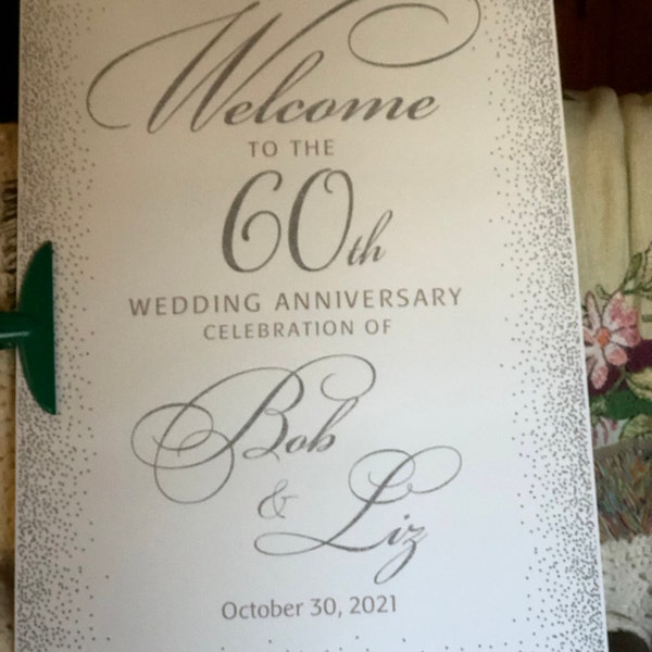 60th Anniversary Welcome Sign, 60th Anniversary Decoration, Silver ...