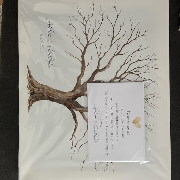 Wedding Tree - Art Print Wrapped Canvas + 3 Ink Pads Wedding Tree Guest ...