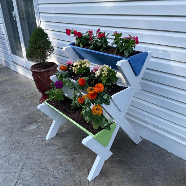 3 Tier Single Sided Planter Plans, Multi-tier Planter, Fence Picket ...