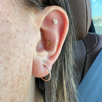 Tiny Octopus Threadless Flat Back Earrings, 20,18,16ga, 5-10mm Unisex ...