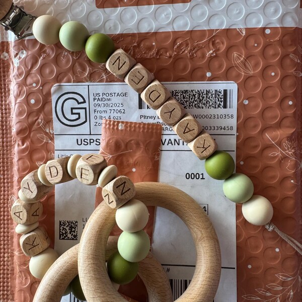 Personalized Pacifier Clip and Rattle Set|custom Baby Shower Gift ...