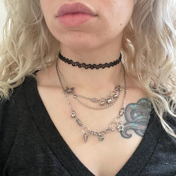 Stainless Steel Multi Chain Earrings| Mismatched Earrings | Grunge Punk ...