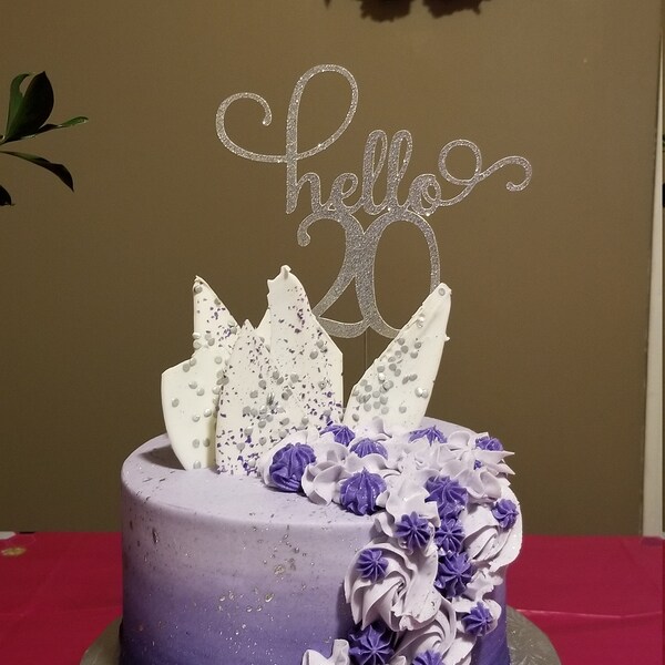 Hello 20 Cake Topper, Happy 20th Birthday Cake Topper, Happy 20th Party ...