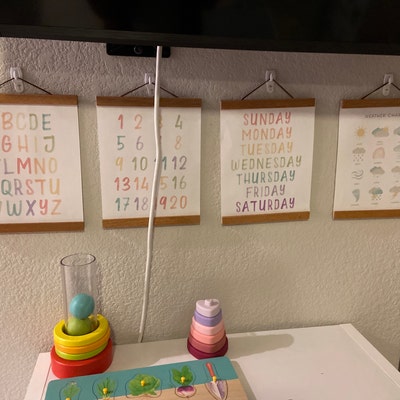 Pastel Alphabet Print Play Room Wall Shapes Days of Week Educational ...