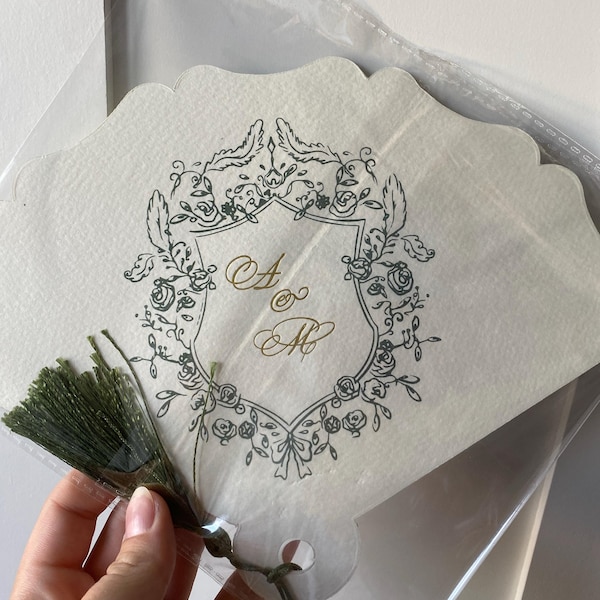 Wedding Program Blue Toile Wedding Paper Fans, Printed Wedding Fans ...