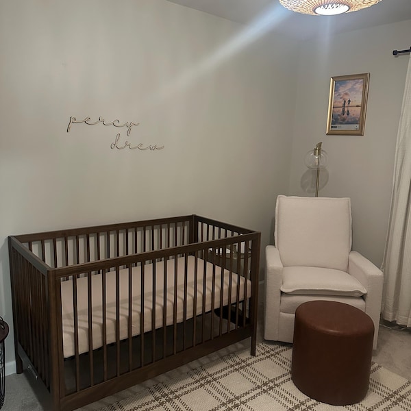 Wood Script Nursery Baby Room Name Laser Cut Sign Cursive First and ...