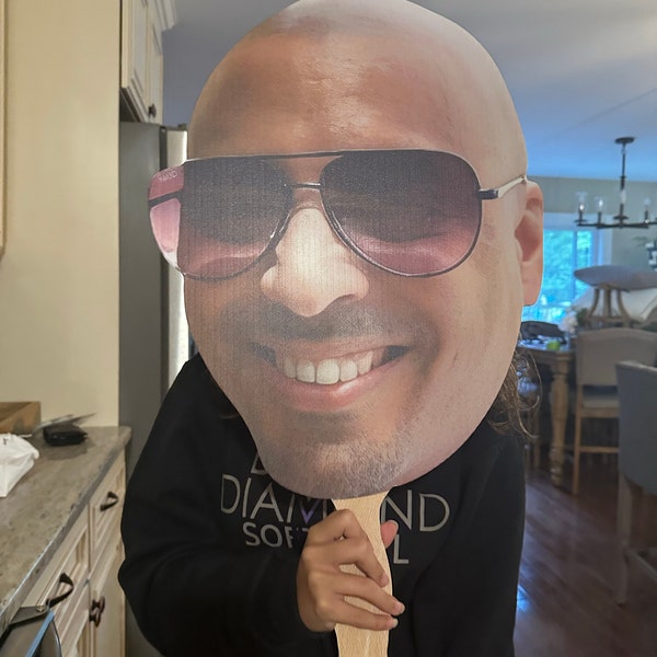 Custom Big Large Face Fans With Wooden Handle, Wedding Heads ...