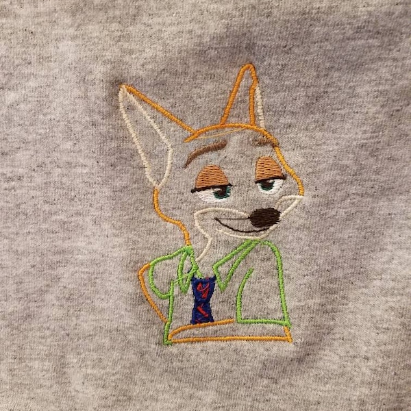 Zootopia Nick Wilde Sly Fox Digital Embroidery Machine Applique Design ...