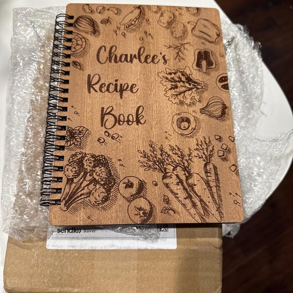 Personalized Wood Recipe Spiral Notebook Birthday Gift for Her Custom ...