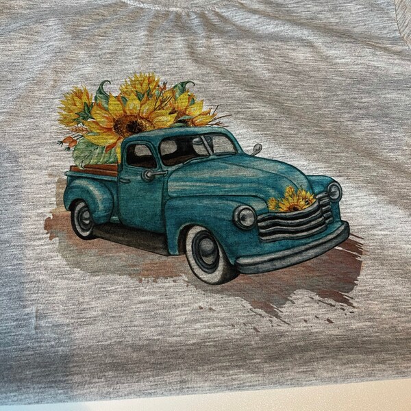 Vintage Truck With Sunflowers Png, Watercolor Sunflower Country Farm ...
