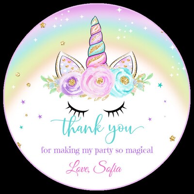 EDITABLE Unicorn Favor Tags, Thank You Tags, Gift Tags, Unicorn Party ...