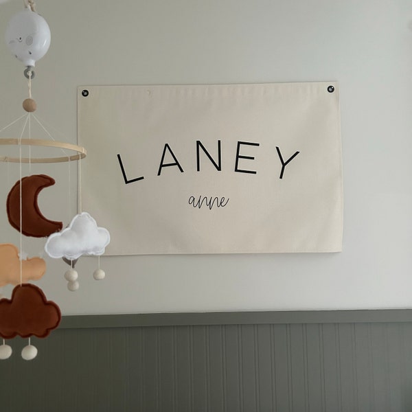 Baby Name Flag | Nursery Canvas Flag | Nursery Name Sign | Custom Name ...