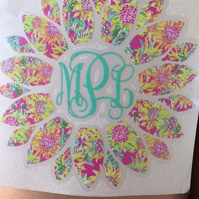 Flower Monogram Decal Sticker Floral Monogram Decal Flower Cup Decal ...