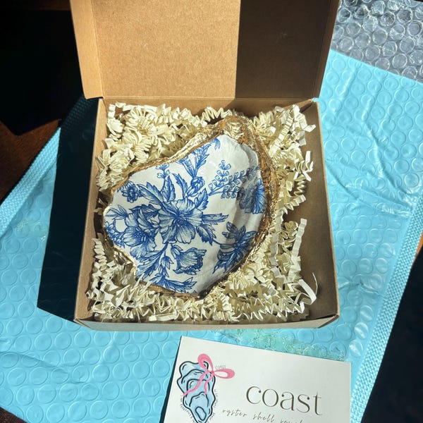 Nantucket - Hand Made Oyster Shell Ring Dish or Trinket Dish. Newlywed ...