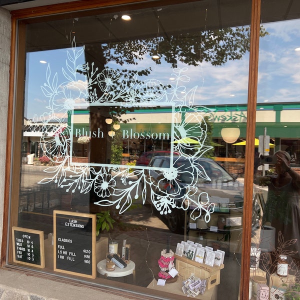 Sunflower Decals, Flower Wreath Decal for Shop Window Display ...