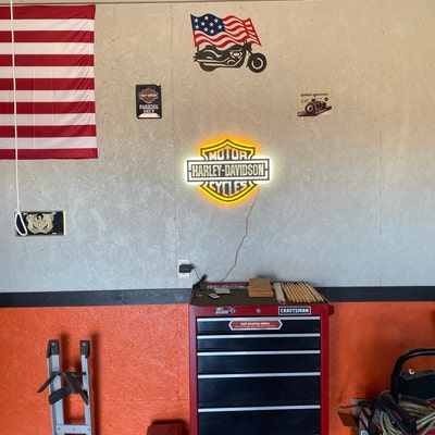 Harley Davidson Metal Led Wall Sign Harley Davidson Led - Etsy