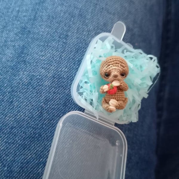 Custom Micro Sloth in a Red Gnome Cap. Dollhouse Miniature Tiny Sloth ...