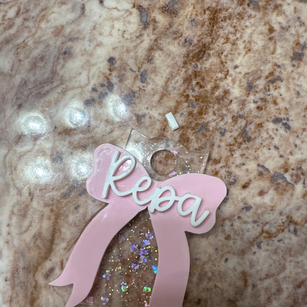 Personalized Tumbler Name Tag Bow Name Plate 40 Oz Tumbler Custom Bow ...