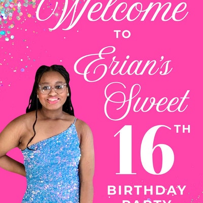 50th Birthday Welcome Sign With Photo, Any Age Birthday Poster ...