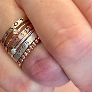 Ring Set Gift for Mom Stackable Rings Personalized Name Rings 14k Gold ...