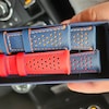Bespoke Racing Rally Navy Mix Red Epsom Leather Watch Strap, Slim Watch ...