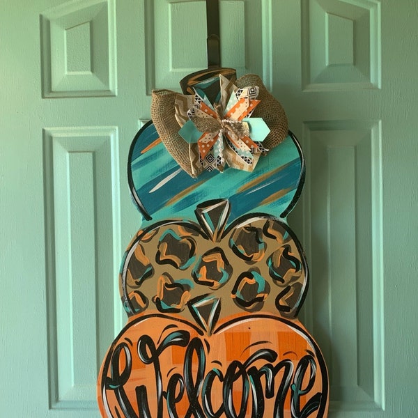 Fall Door Hanger - Pumpkin Door Decor - Autumn Door Sign - Thanksgiving ...