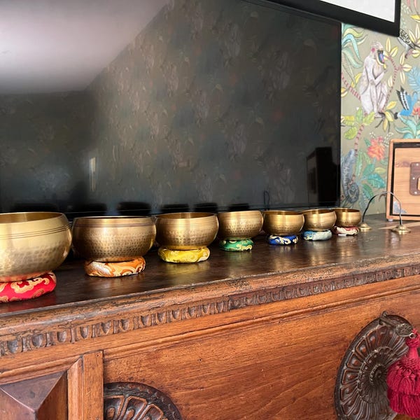 Hand Beaten Singing Bowl Set of 7 - Seven Tibetan Singing With Mallet ...