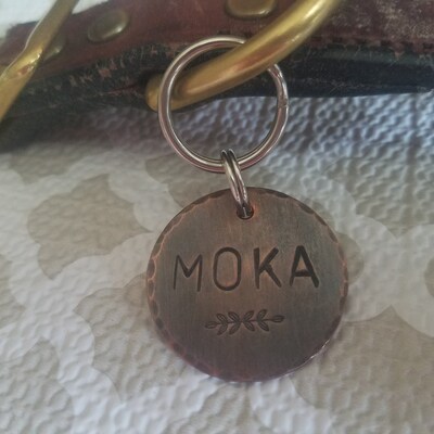 Custom Handstamped Dog Pet ID Tag-the Fiona - Etsy
