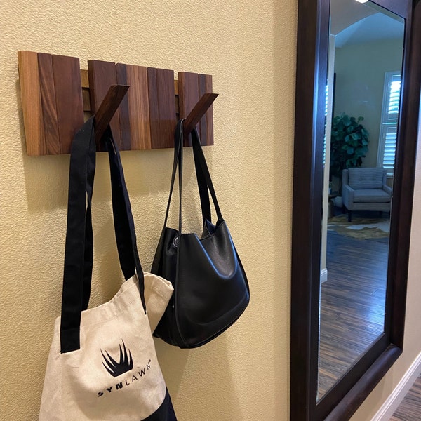 Handmade Wood Flip Down Hook Rack: Minimalist Coat & Hat Storage - Etsy