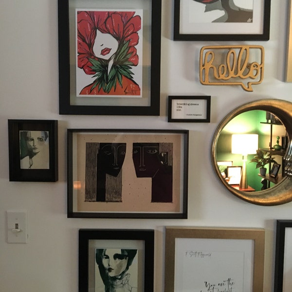 Abstract Sun Ocean Woodblock Style Art Print, Minimal Art Print ...