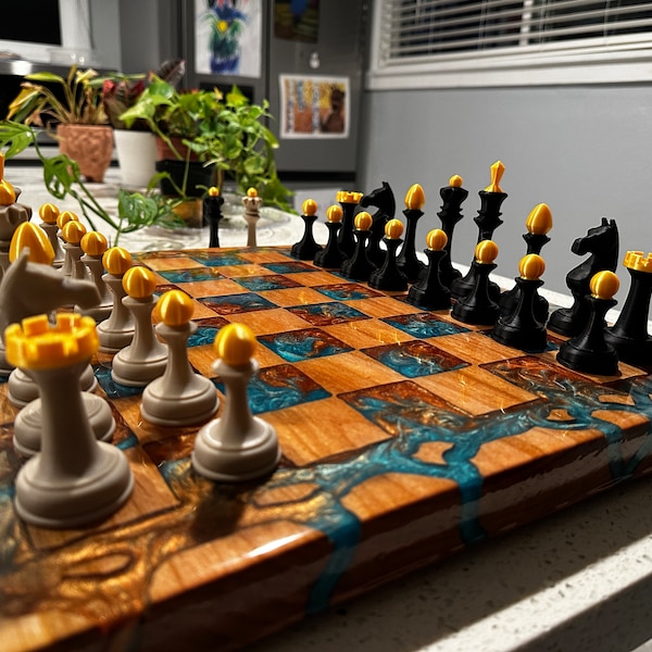 Customizable Epoxy Resin Chess Board - Etsy