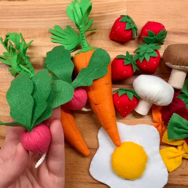 2 Radish Play Food (felt Food, Vegetables, Pretend Play Kids Kitchen ...
