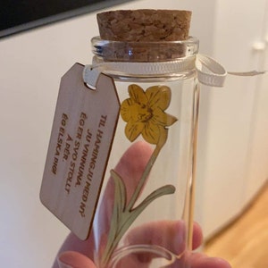 Daffodil Message Bottle With Personalised Mothers Day Wooden Flower for ...