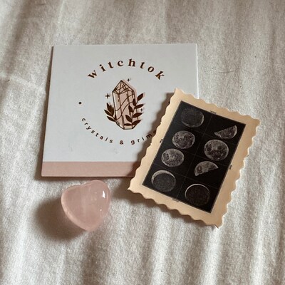 Tiny Pink Pocket Tokens Crystal Hearts Original by Witchtok, Mini Coins ...