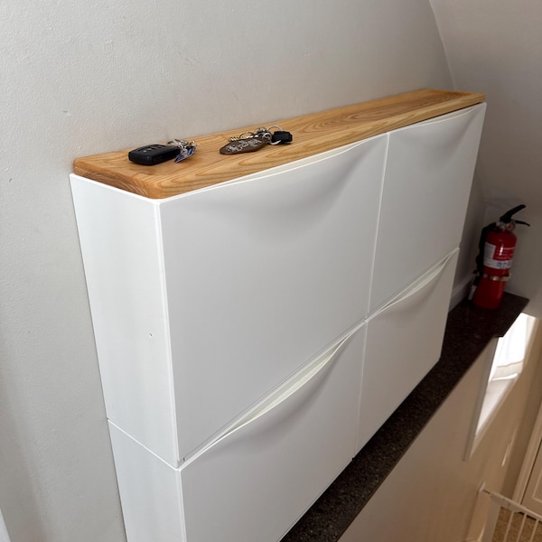 Custom Wooden Shelf for 2 Ikea TRONES Shoe Cabinet - Wall Mounted ...