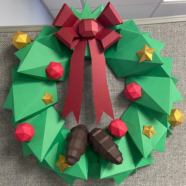 3d Papercraft Christmas Wreath, Pepakura Pdf, Svg Wreath Template, DIY ...
