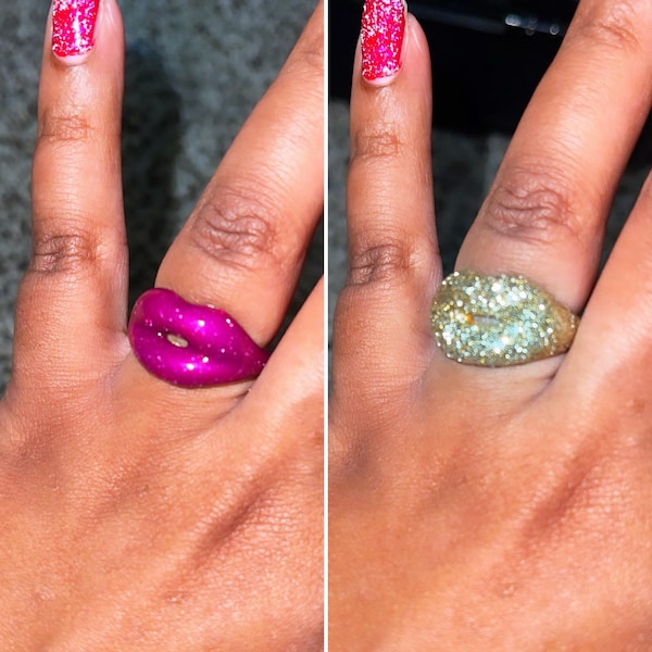 Paper Lips Hot Pink and Red Full Glitter Wall Art for Home Office or ...