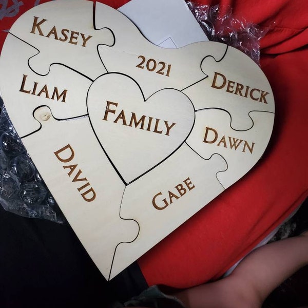 Custom Family Wooden Heart Puzzle - Family Unity Puzzle - Pregnancy ...