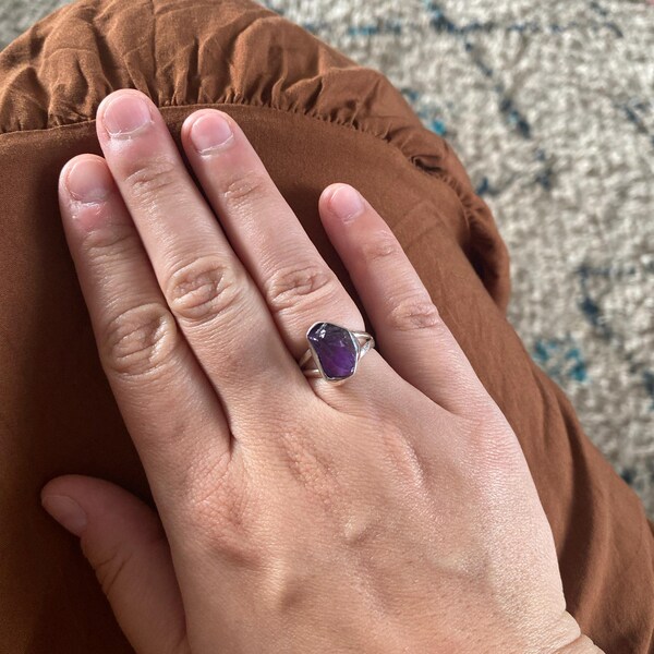 Raw Meteorite Ring, Solid Sterling Silver Ring, Ring for Women ...