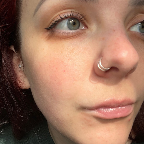 14k Gold Filled Double Hoop Nose Ring | Double Nose Ring Hoop | Small ...