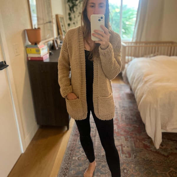 Moonbow Slouchy Knit Cardigan Pattern, Easy Knit Sweater Pattern ...