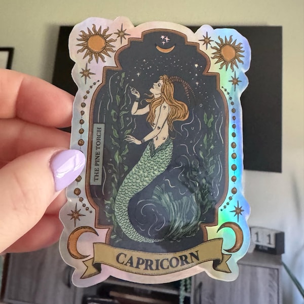 Capricorn Zodiac Holographic Sticker, Capricorn Zodiac Sticker ...