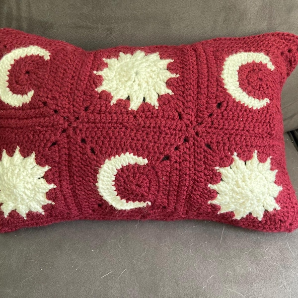Sun and Moon Celestial Crochet Pillow Pattern – Mustard Yellow and ...