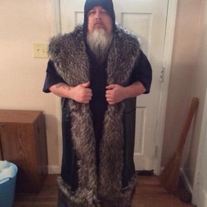 Dwarf King Surcoat, a Midnight Blue Faux Leather Coat With Faux Fur ...